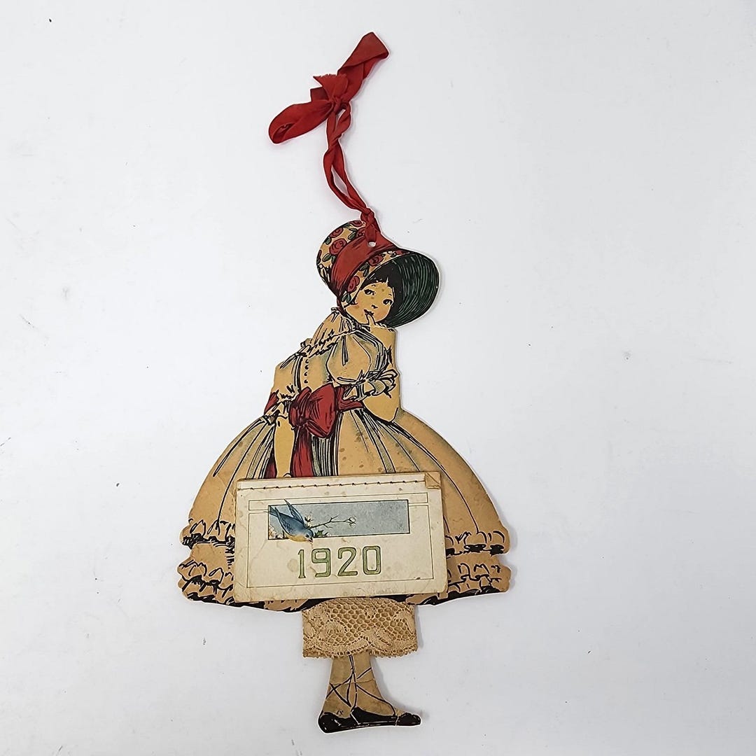 1920s Vintage Paper Calendar: Little Girl in Red Bonnet - Etsy