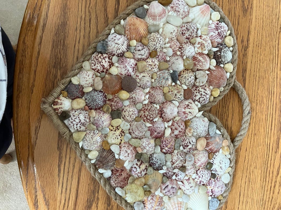 Pretty 16" Calico Scallop Handmade Seashell Wreath or Wall Hanging With ...