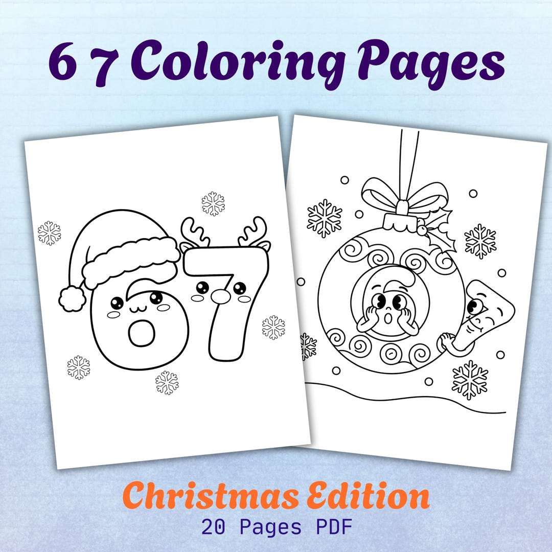 6 7 Christmas Coloring Pages, Kawaii Meme Holiday Activity (PDF) - Etsy