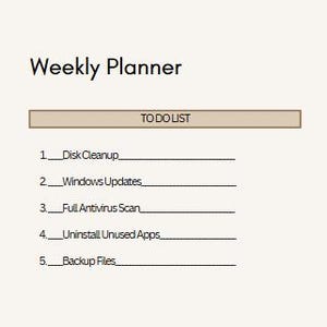 PC Maintenance Checklist | Printable PDF | Weekly Computer Care Planner ...