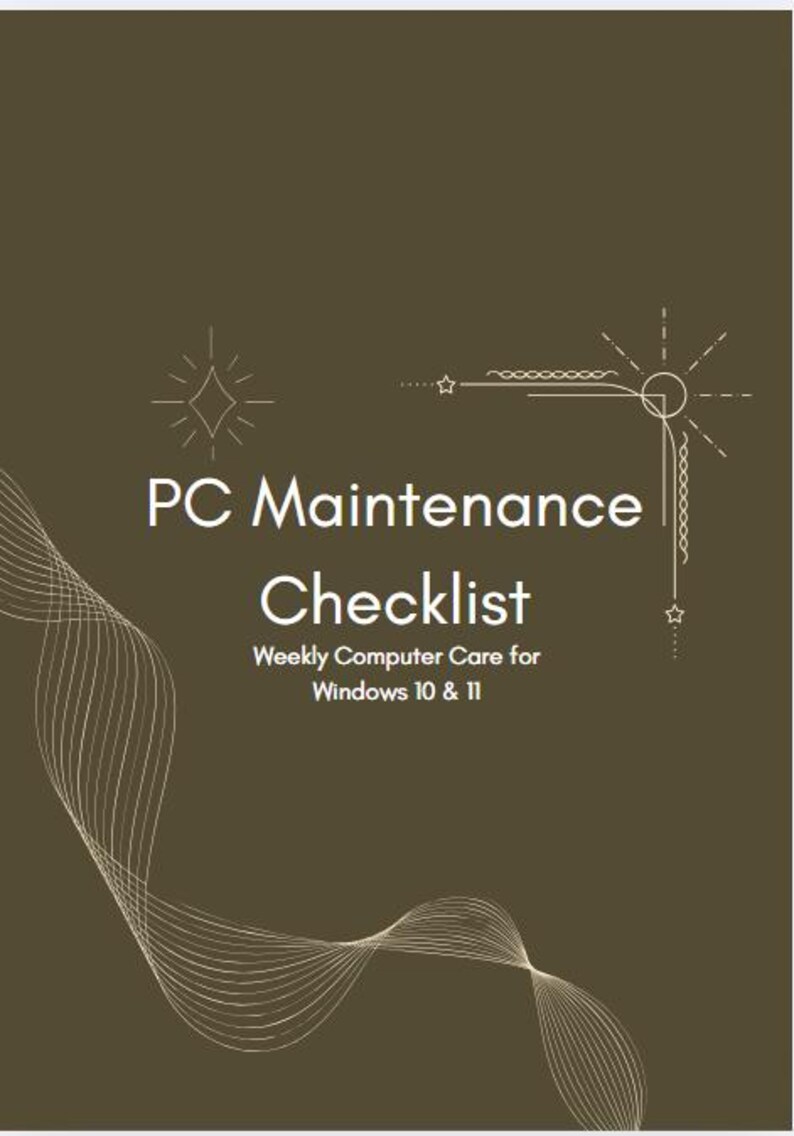 PC Maintenance Checklist | Printable PDF | Weekly Computer Care Planner ...