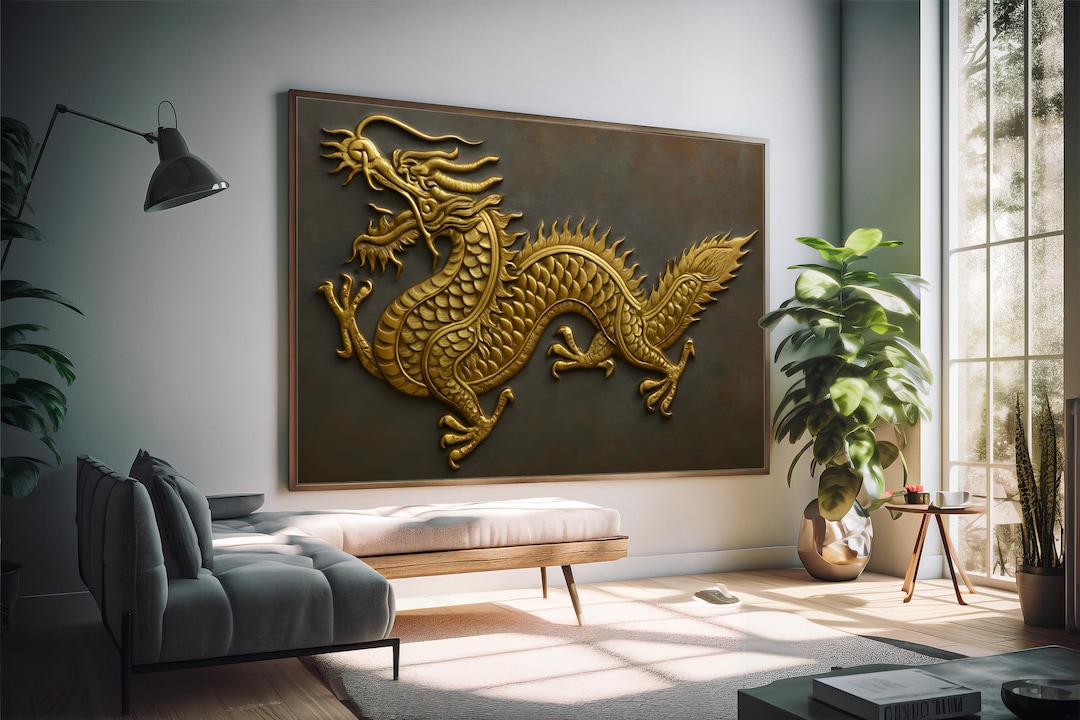 Golden Dragon Wall Art Printable, Majestic Chinese Dragon Digital ...