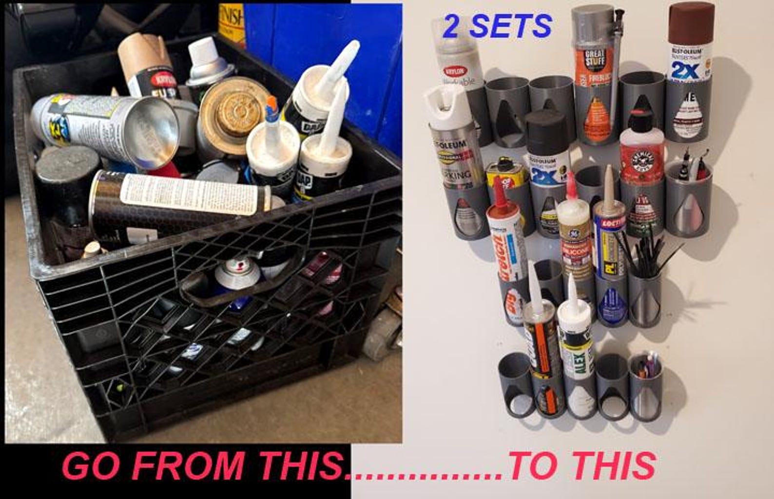 Wall Mount Spray Can & Caulk Tube Organizers - Holder - Storage - Rack ...