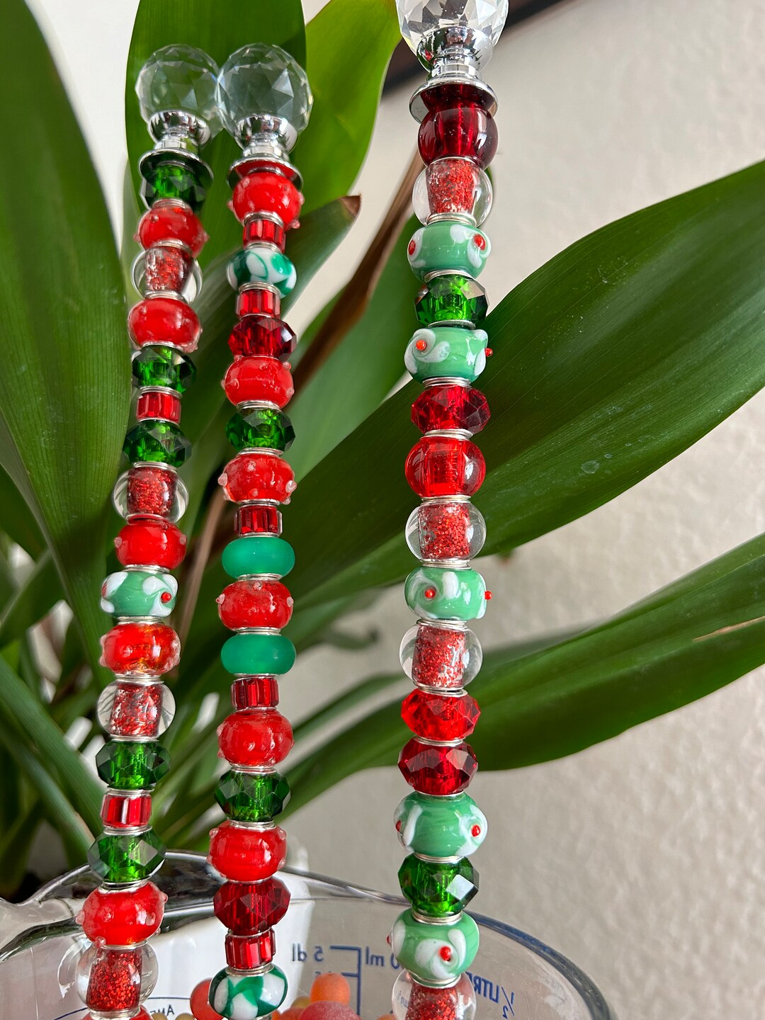 Set of 3 10 Inch Christmas Themed Glass Beaded Fairy Wands - Etsy