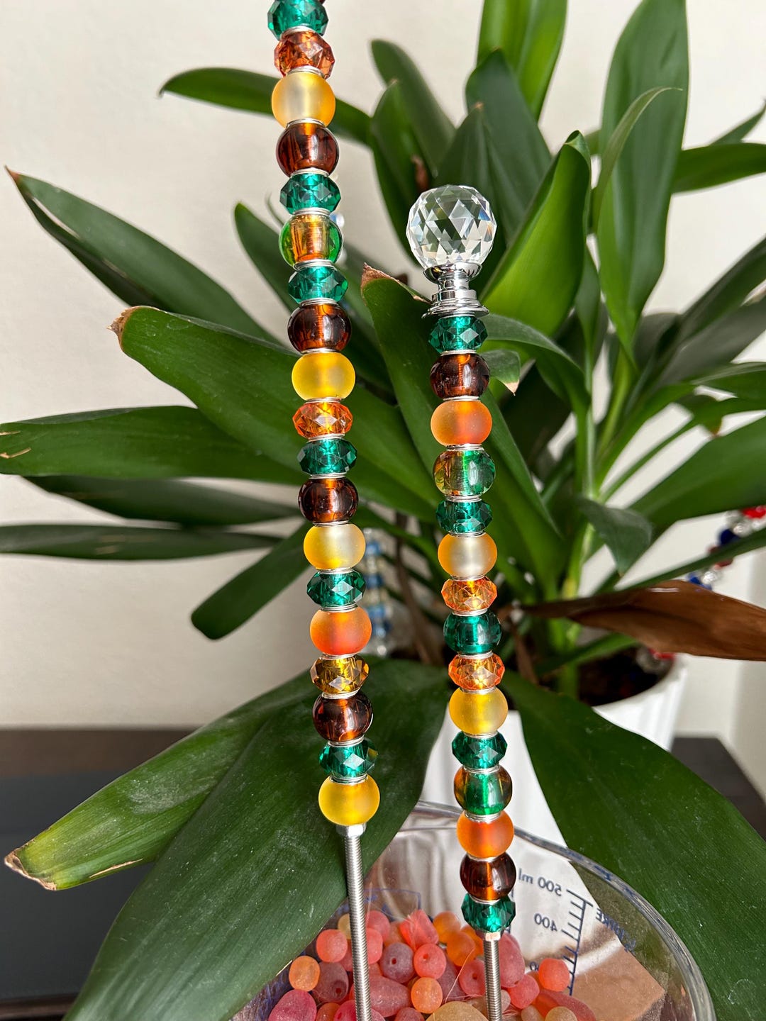 Autumn Colors of All Glass Beaded Fairy Sticks Ship Free Oranges Greens ...