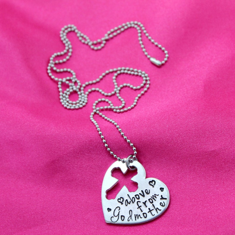 Hand Stamped Godmother From Above Heart Necklace, God Mother Gift - Etsy
