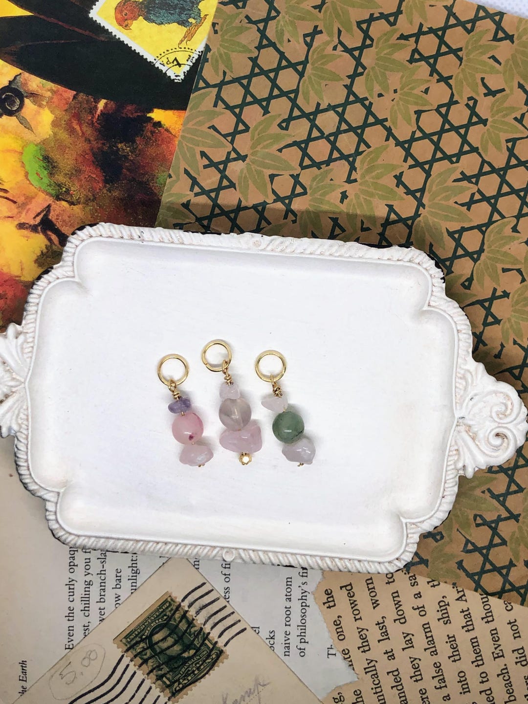 Handmade Glass Bead Stitch Markers - Set of Three - Etsy