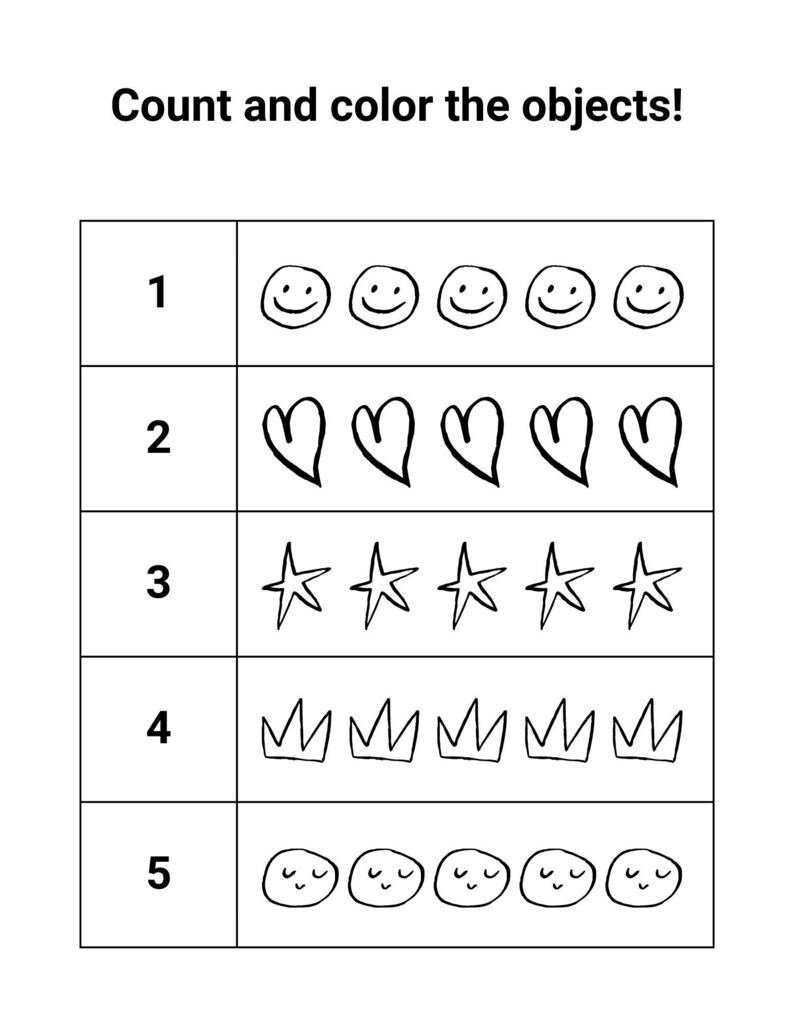 Counting for Kids Printable - Numbers 1-10 Worksheets, Preschool Math ...