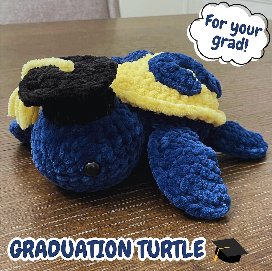 Graduation Turtle Crochet Plushie Stuffed Animal Amigurumi Customizable ...