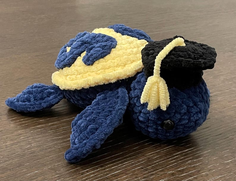 Graduation Turtle Crochet Plushie Stuffed Animal Amigurumi Customizable ...