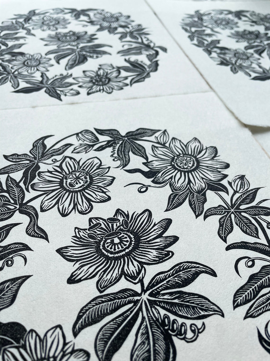 Botanical Linocut Print of a Passiflora Plant for Wall Decor - Etsy