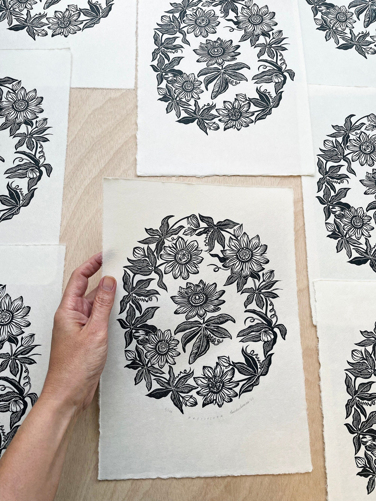 Botanical Linocut Print of a Passiflora Plant for Wall Decor - Etsy