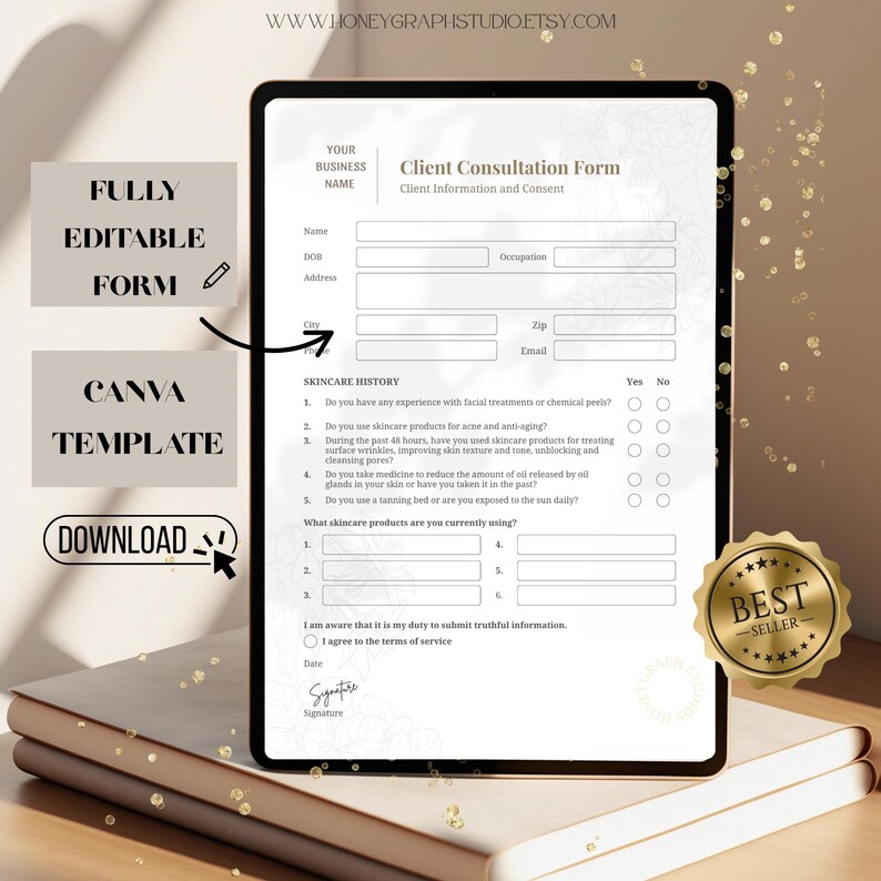 Client Consultation Form Template: Skincare Consent, Editable PDF - Etsy