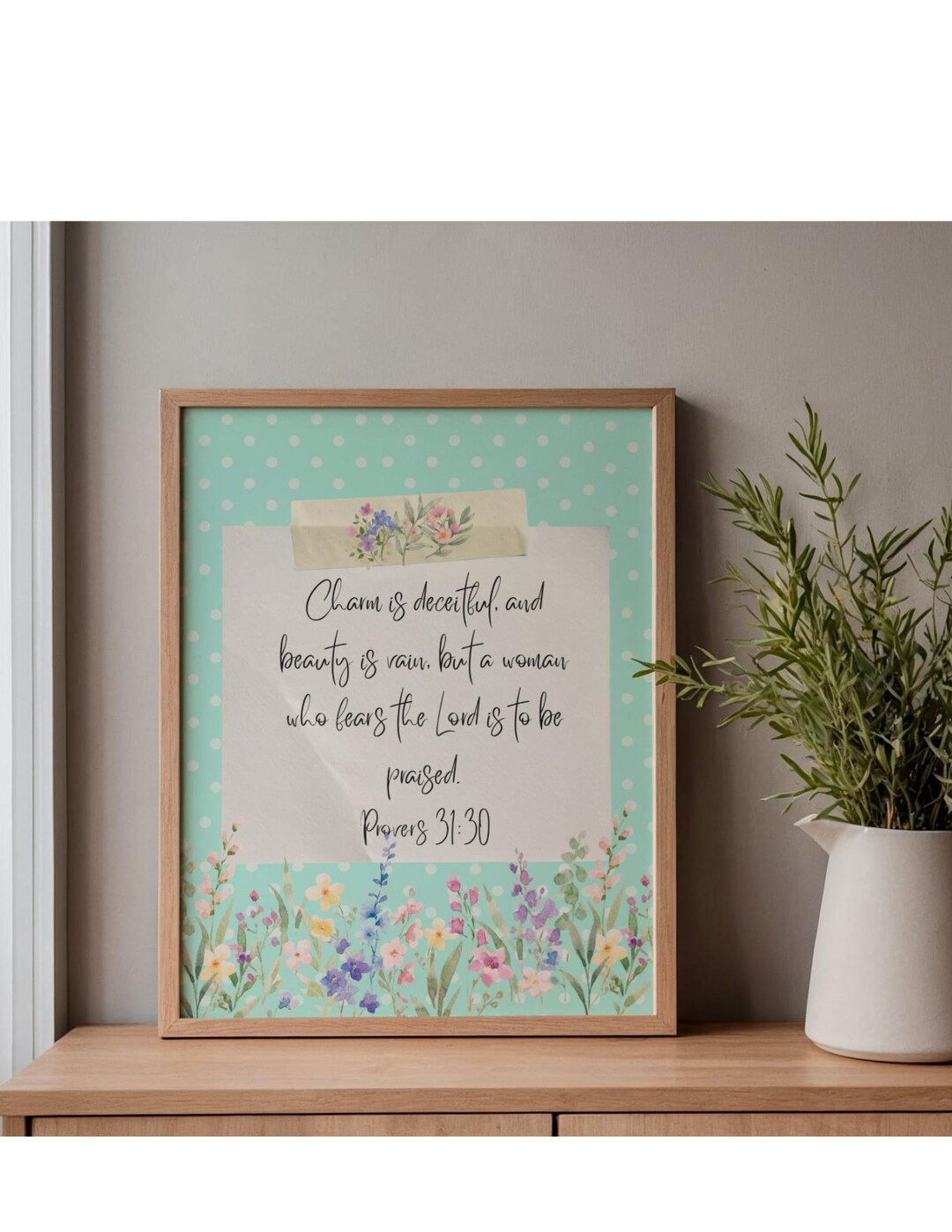 Scripture Wall Art Printable | Christian Floral Bible Verse Art ...