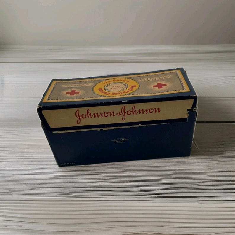 Vintage Rare Johnson & Johnson Red Cross Cotton Net Wt 4oz Large Size ...