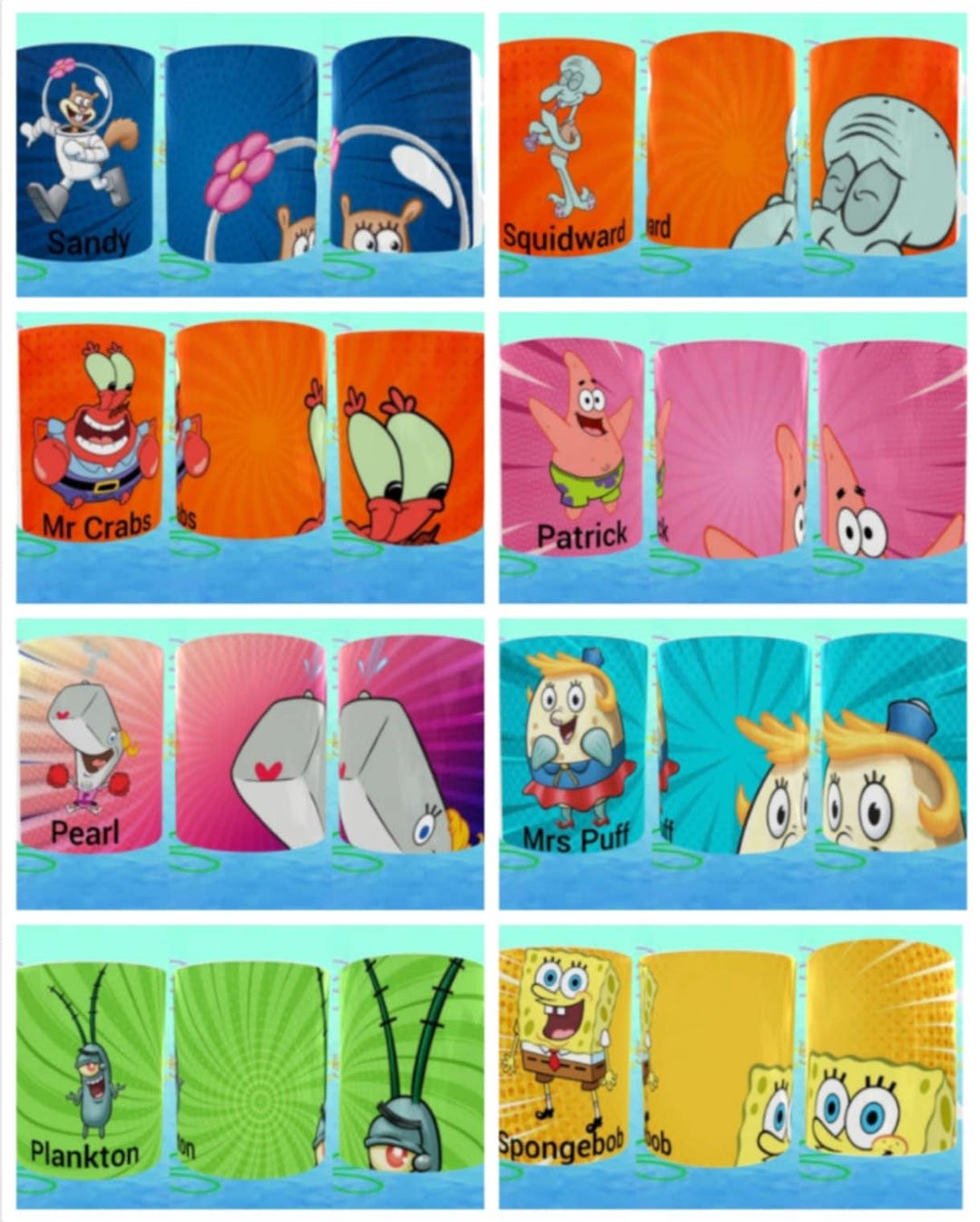 Spongebob Square Pants Mugs With Mouth Set 1 - Etsy