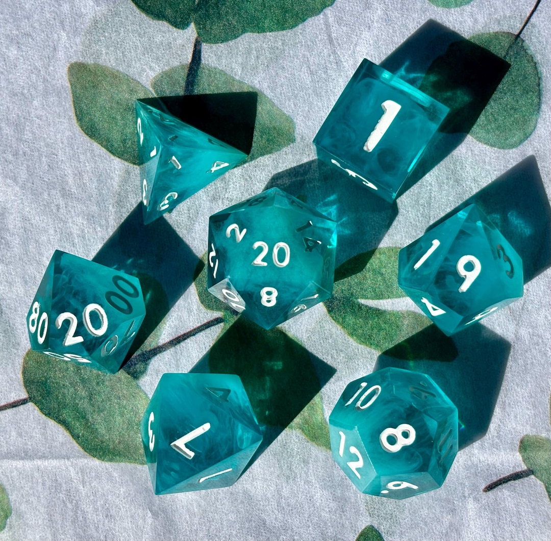 Glowing Arctic (b-grade) - Sharp Edge Dice - Polyhedral Dnd Resin Dice ...