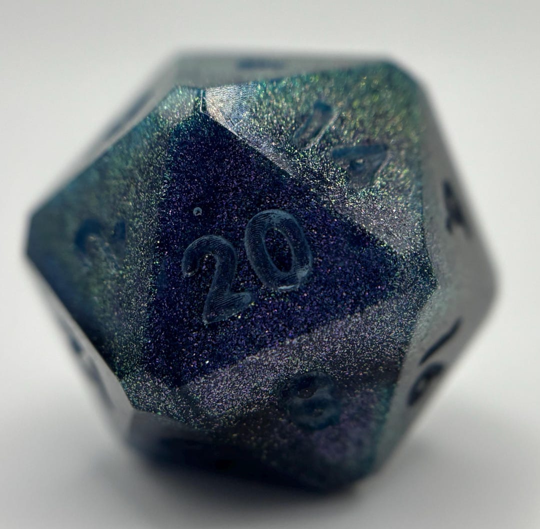 Shifty Deep Violet - Sharp Edged Beveled D20 - Polyhedral Dnd Resin ...