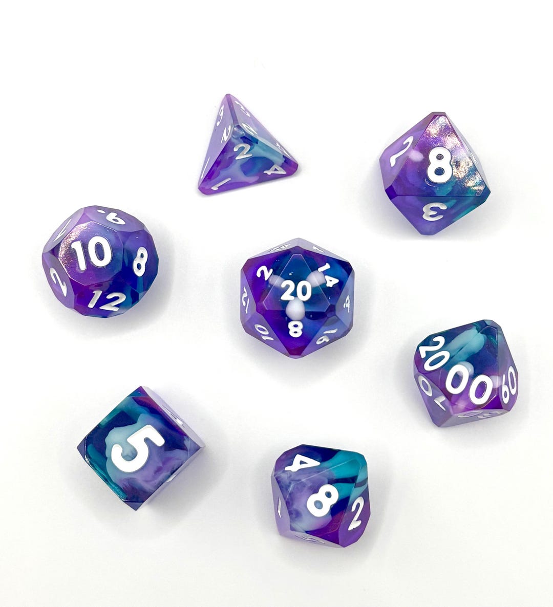 Burning Aurora - Sharp Edged Beveled Dice - Polyhedral Dnd Resin Dice ...