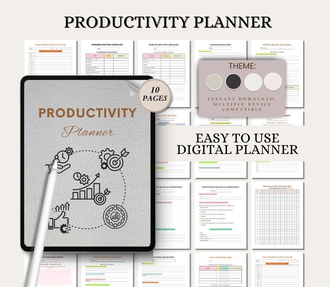 ADHD Productivity Planner Printable | Daily Weekly Monthly Organizer ...