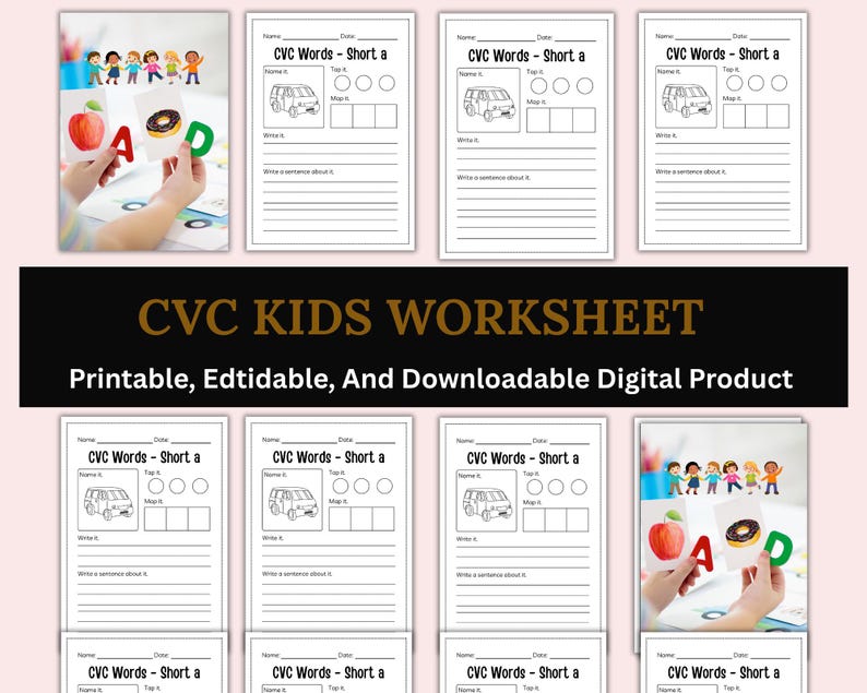 CVC Word Worksheets for Kindergarten – Printable Phonics Reading ...