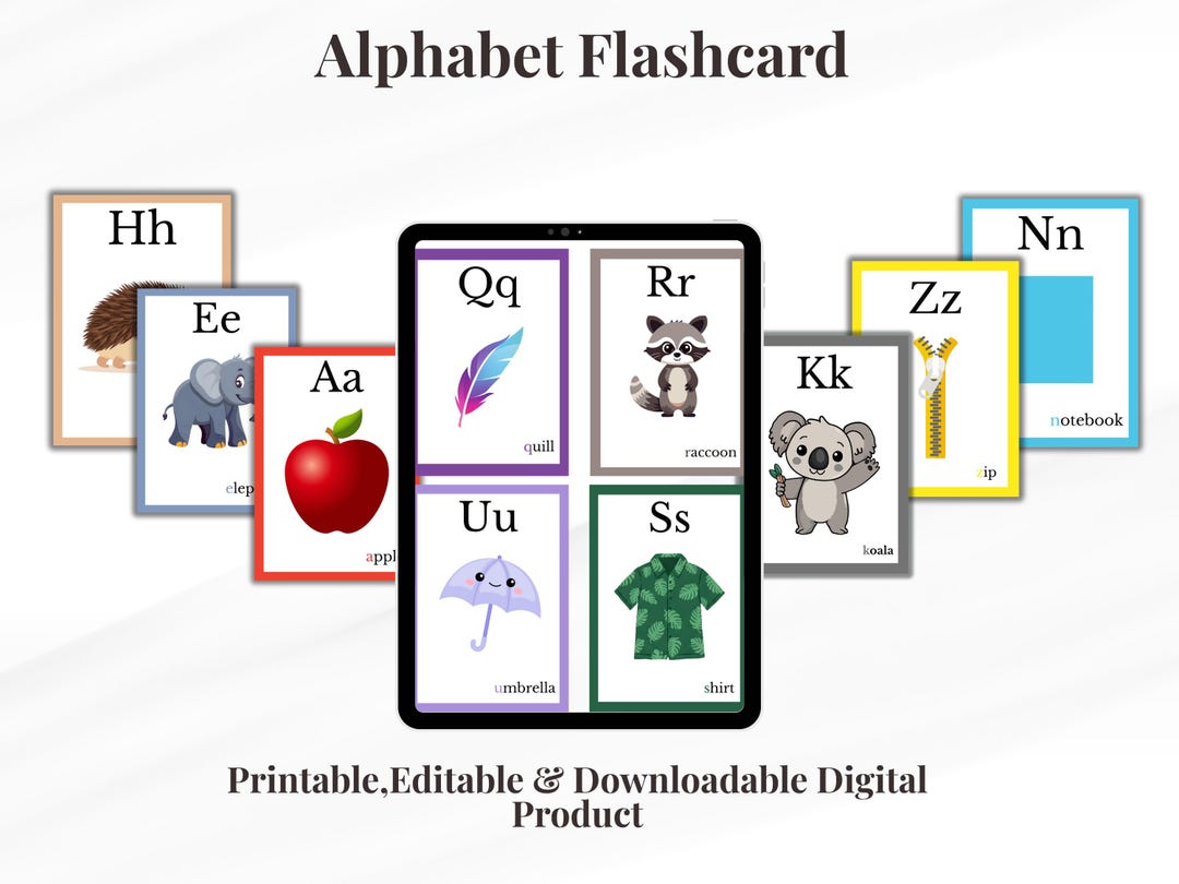 Printable Alphabet Flash Cards: A-Z Learning Resource (digital Download ...