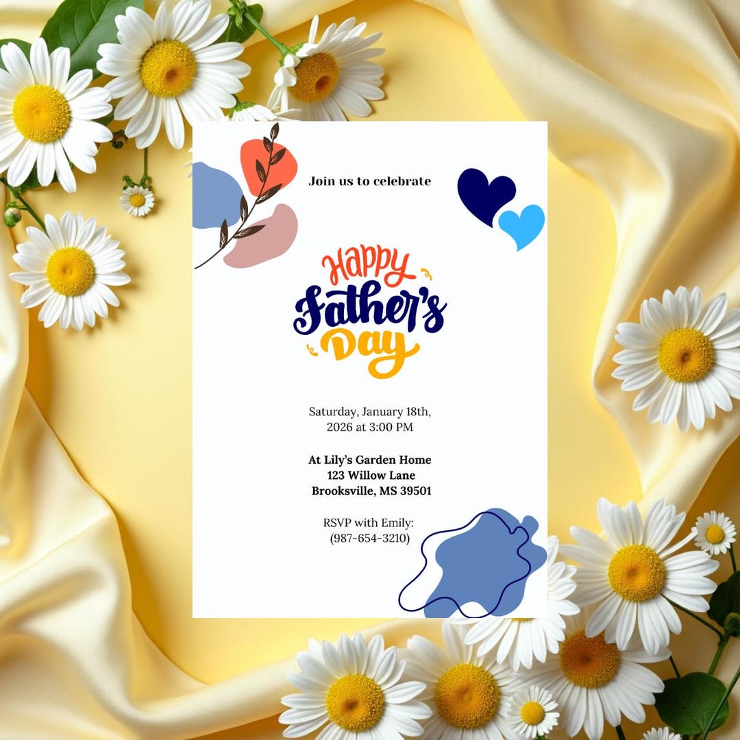 Editable Father’s Day Invitation Template | Bright Modern Father’s Day ...