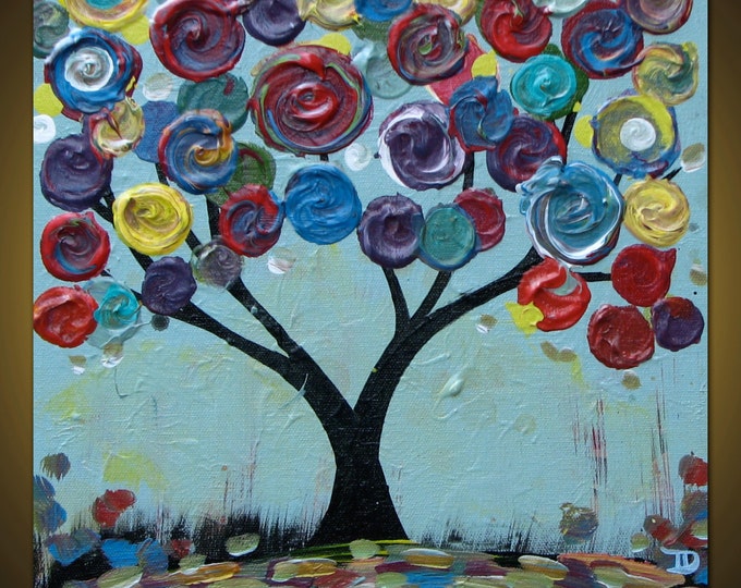 Swirl Tree Original Acrylic Painting on Canvas - Etsy