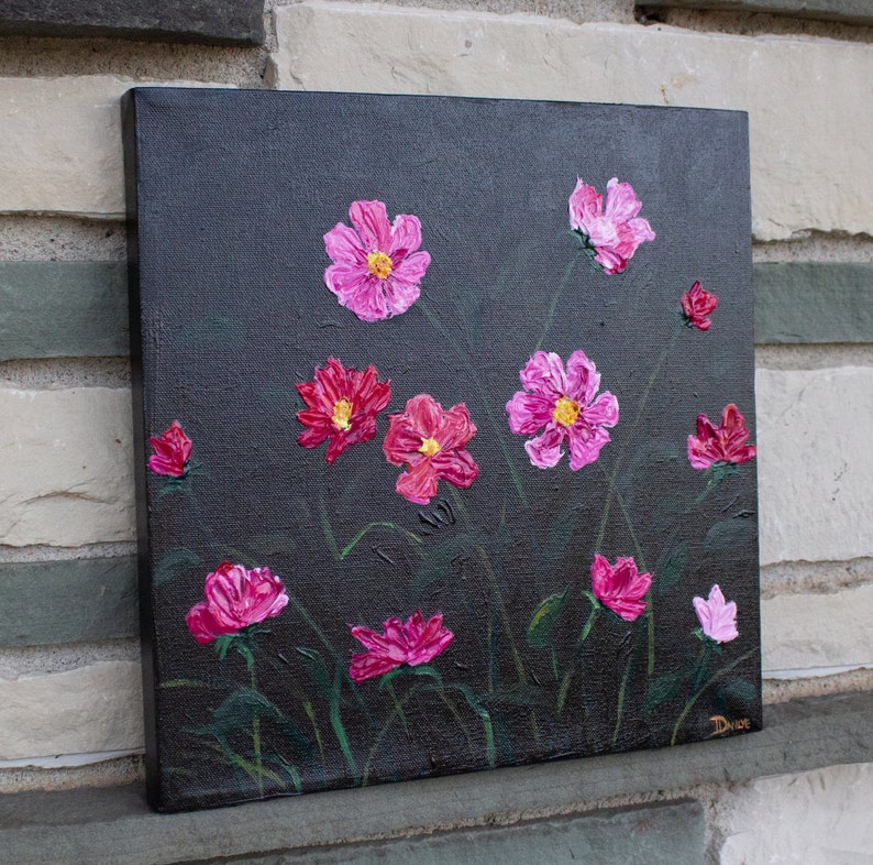 Pink Cosmos 12"x12" Painting - Etsy