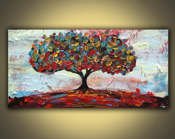 Tree of Many Colors Original Acrylic Painting on Canvas - Etsy