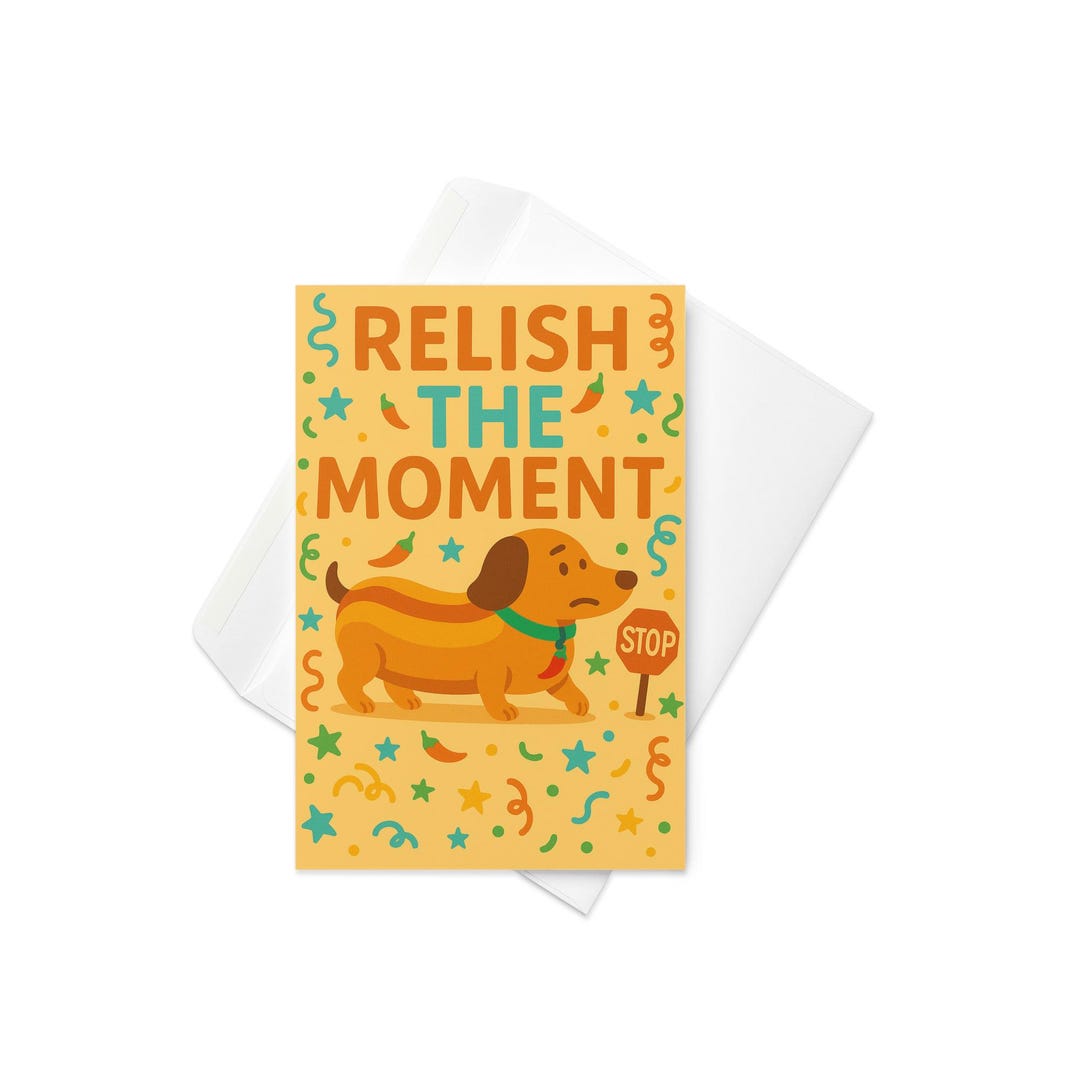 Relish the Moment – Crayon Hot Dog Greeting Card - Etsy