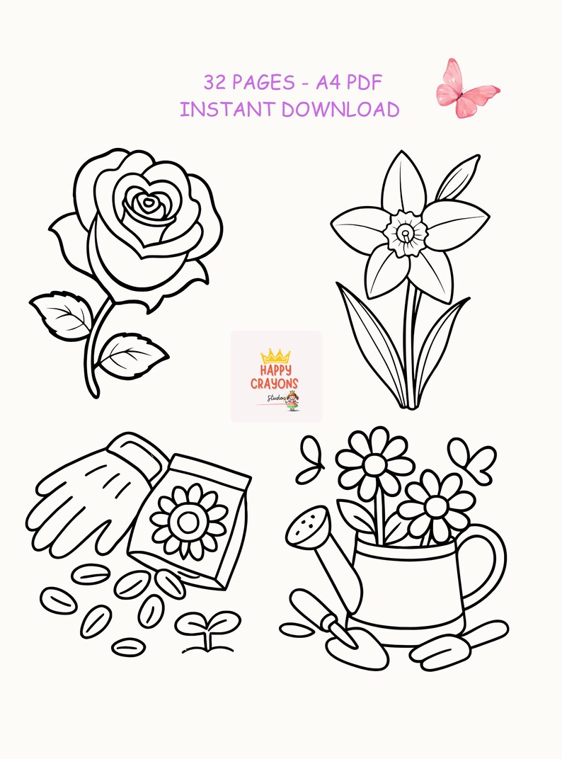 Garden Coloring Book: Bold & Easy Colouring Pages for All Ages ...