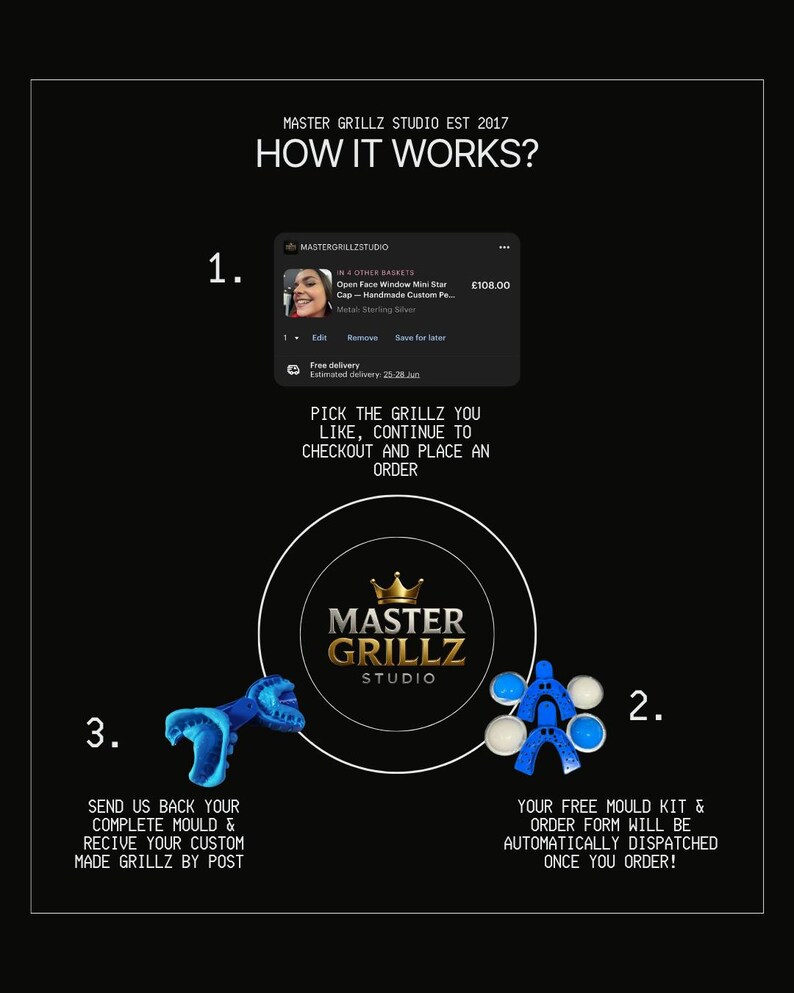 Star Window Cap Dental Gold & Silver Custom Made Grillz — Handmade ...