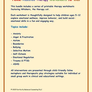 Feline-assisted Therapy Worksheets for Kids – Printable Social ...