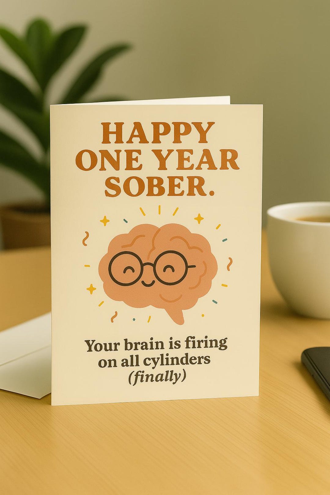 Cheers to One Year Sober, Humorous Milestone Card Celebrating Sobriety ...