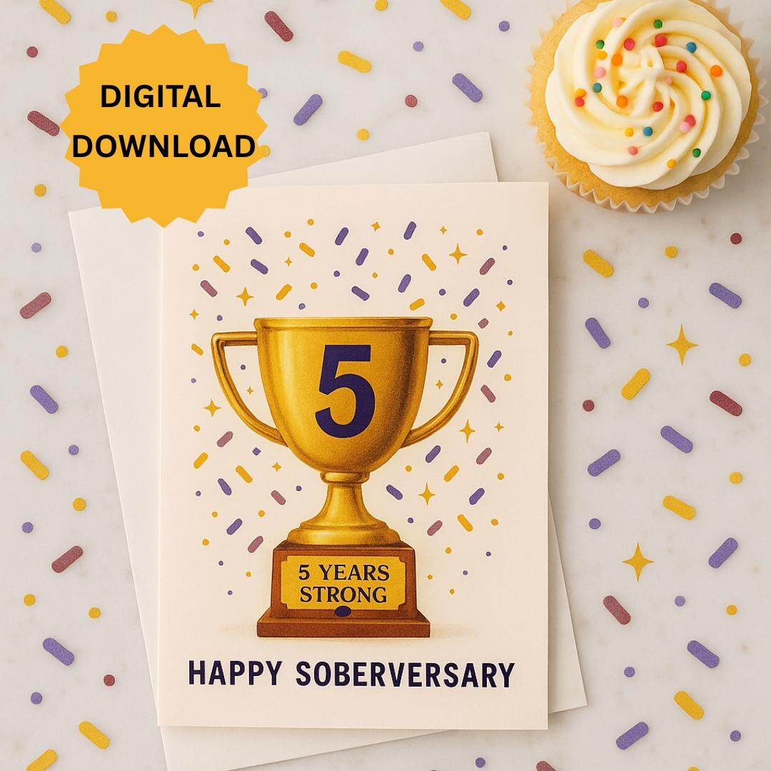5 Years Sobriety Anniversary Card: Celebrate Sobriety, Sober Gift for ...