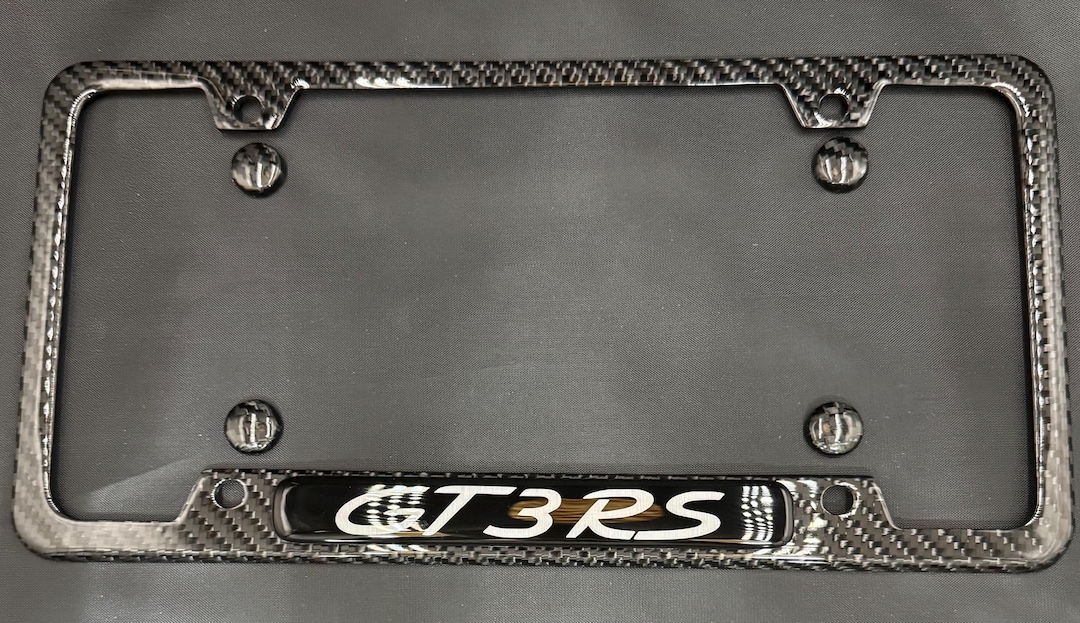 PORSCHE GT3 RS Carbon Fiber License Plate Frame 4 Bolt Hole Raised ...