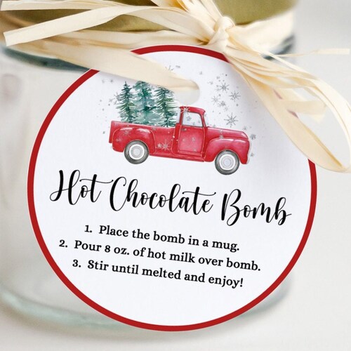 Christmas Gift Tags Hot Cocoa Bomb Hot Chocolate Recipe Tag | Etsy