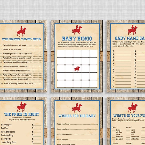 Cowboy Baby Shower Games Package - Etsy