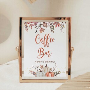 Fall Coffee Bar A Baby is Brewing Shower Sign, Fall Pumpkin Season ...