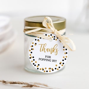 EDITABLE Thanks for Popping by Favor Tags Template, Black & Gold ...