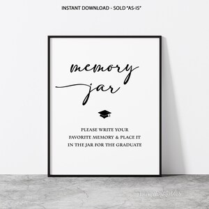 Memory Jar Graduation Party Sign, Minimalist Grad Party Sign, 2 Sizes ...