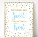 Birthdays Are Sweet Please Take a Treat Party Sign, Blue & Gold Glitter ...