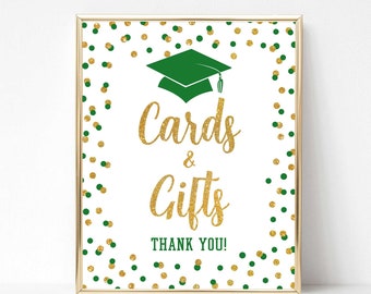 Graduation Cards and Gifts Sign, Black & Gold Glitter Confetti Gift ...