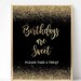 Birthdays Are Sweet Please Take a Treat Sign, Black & Gold Glitter ...