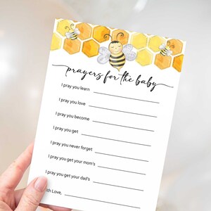 Bee Prayers for the Baby Printable Cards, Honey Bee Baby Shower ...