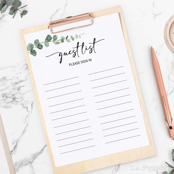 Guest Sign in Sheet - Etsy