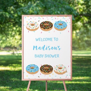 EDITABLE Donut Welcome Sign Template Blue Donut Sprinkle | Etsy