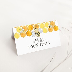 EDITABLE Honey Bee Food Tent Template, Honey Bee Neutral Buffet Labels ...