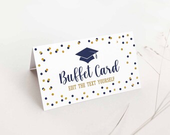 Graduation Food Labels, Navy Blue and Gold, Candy Food Labels, Buffet ...